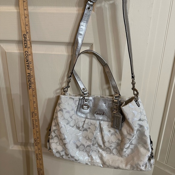 Coach | Bags | Coach Silver And White Womens Bag | Poshmark